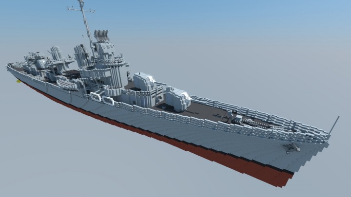 USS Fletcher DD-445 (Fletcher-class Destroyer) 4:1 Minecraft Map