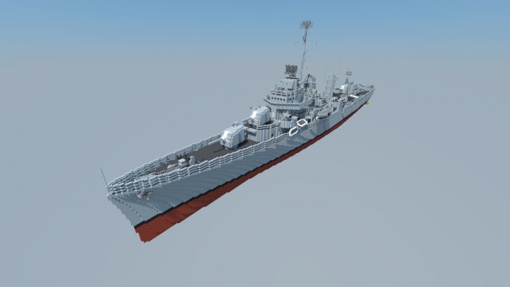 USS Kidd DD-661 (Fletcher-class Destroyer) 4:1 Minecraft Map