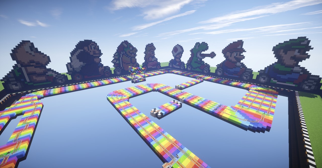 Mario Kart Snes Rainbowroad Minecraft Map