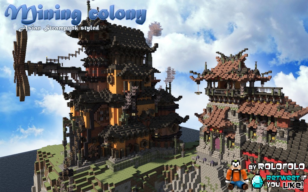 [Asian themed Steampunk] Mining colony Minecraft Map