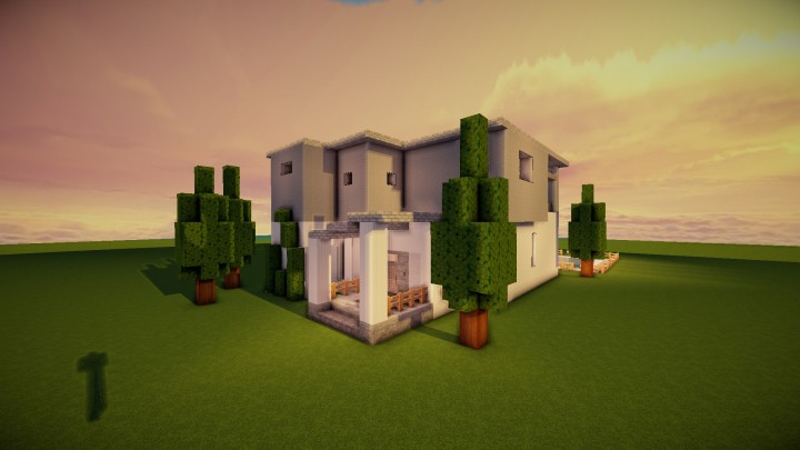 Modern Cube-Style House + Garden/Pool Minecraft Map