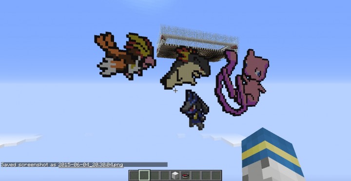 Pokemon Stadium and Pixel art Minecraft Map