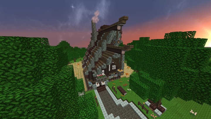 Humble Medieval House with Landscape & Interior Minecraft Map