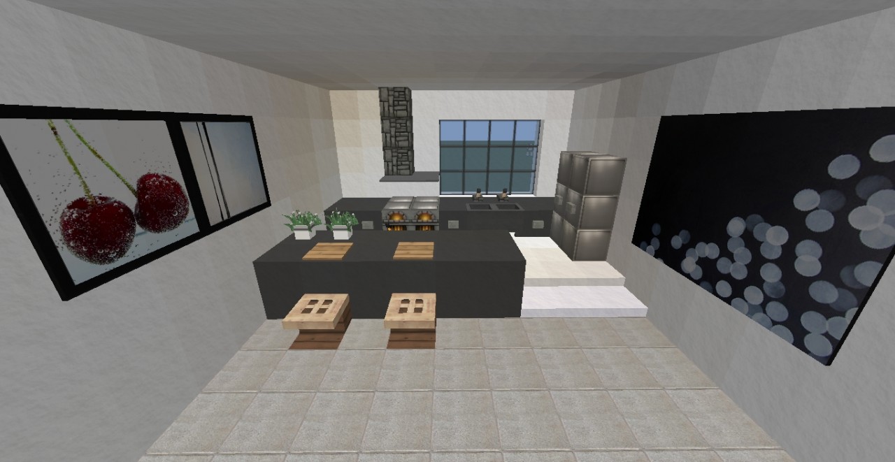 Modern Living Room and Kitchen Design Minecraft Map
