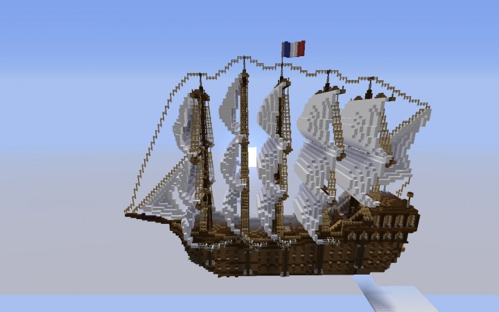 5-Mast France Ship - Part of Larger Build Minecraft Map