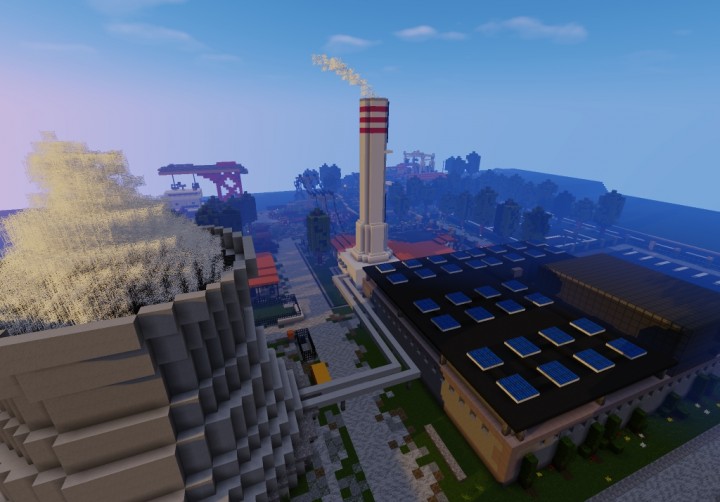 NUCLEAR AND WOOD POWER PLANT /docks, trains and more/ Minecraft Map