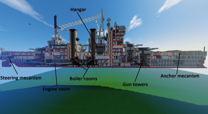 HMS Prince of Wales - Battleship [full interior] Minecraft Map