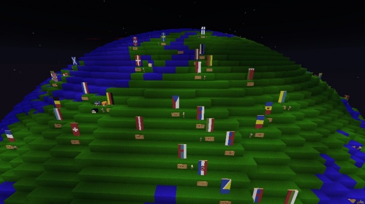 Planet Earth with Nation Flags and Fun Facts for each country of the ...