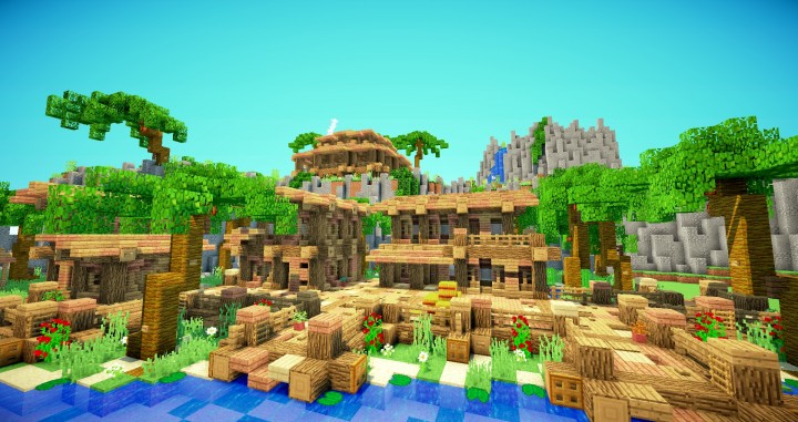 Seaside cliffs + village 'Grainwich' Minecraft Map