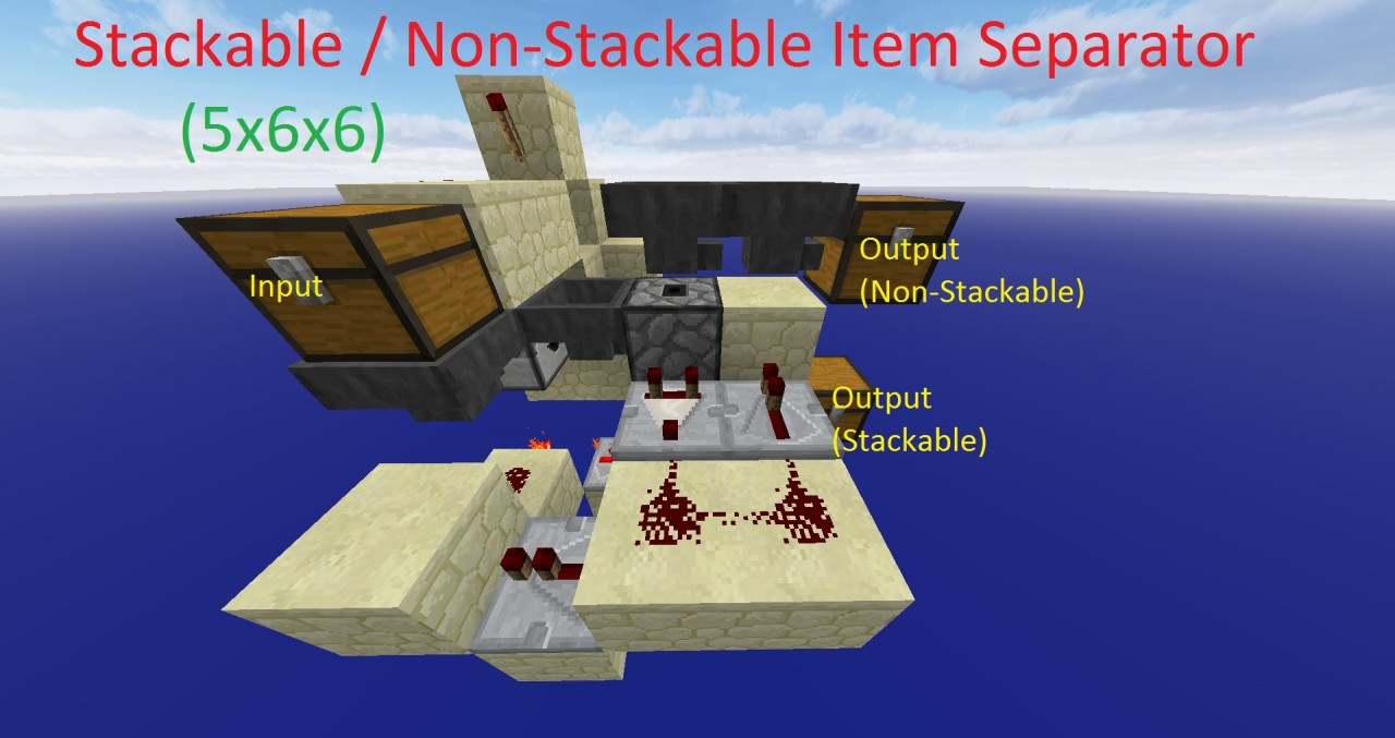 Stackable / Non-Stackable Item Separator (5x6x6) Minecraft Project