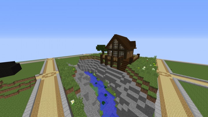 Small terrain river with a log cabbin Minecraft Map