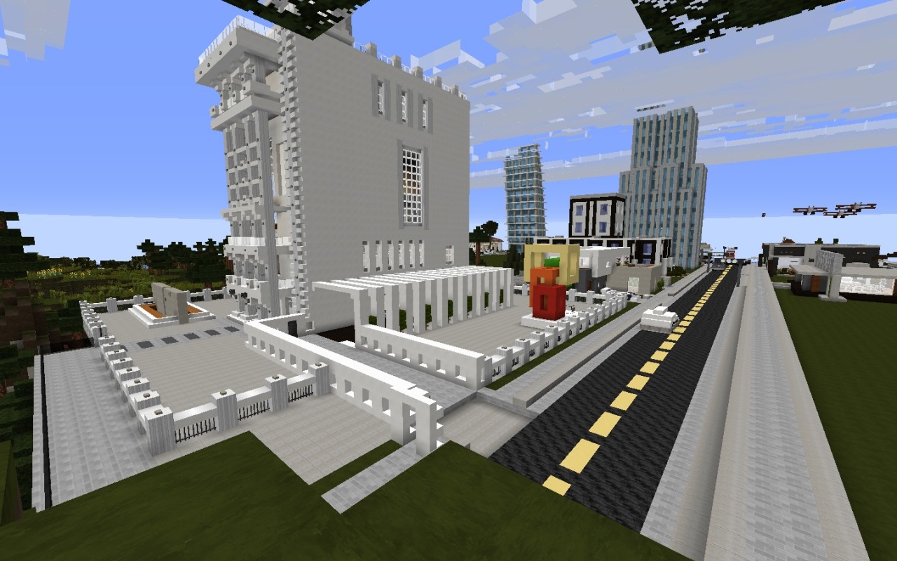 Communications Center Skyscraper on DreamBlocks Minecraft Map