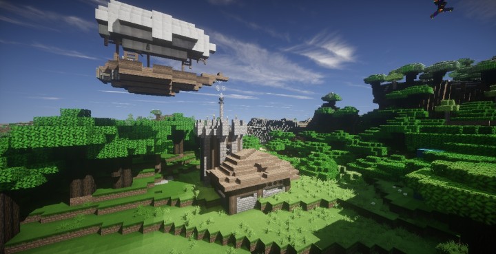 Small Rustic House with Airship Minecraft Map