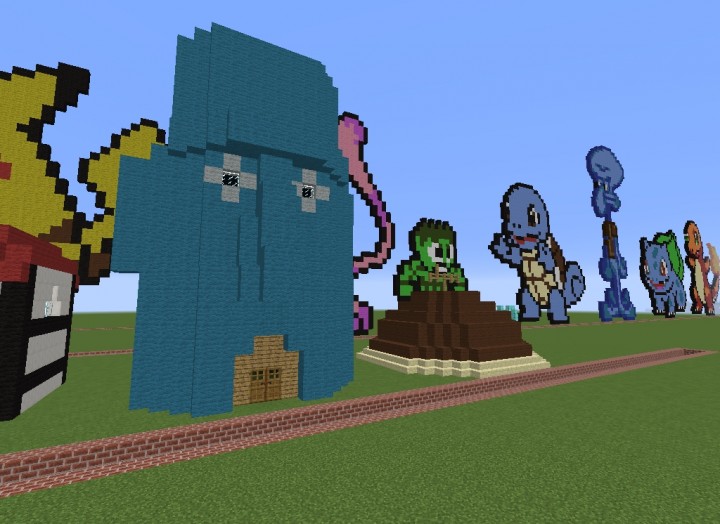 Pixel art,statues,house's and much much more Minecraft Map