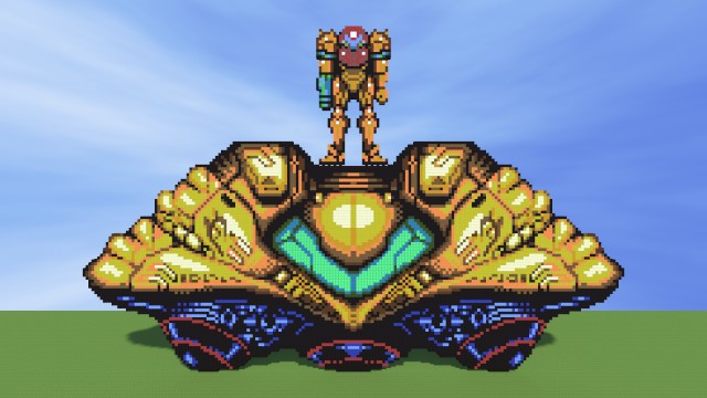 Samas Aran's Gunship Pixel Art Minecraft Map