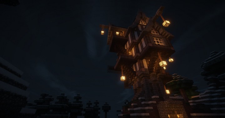 Winter Steampunk Windmill Minecraft Map