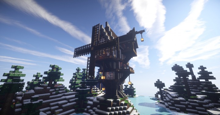 Winter Steampunk Windmill Minecraft Map
