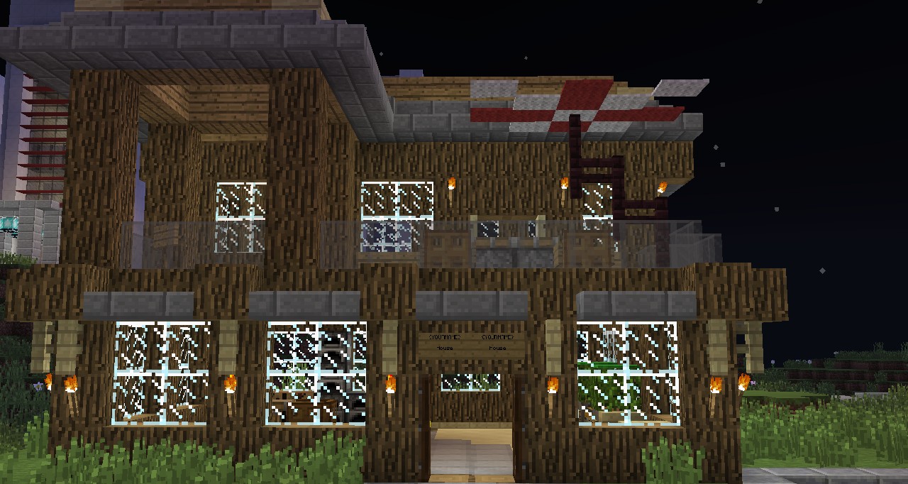 Medium Size Wooden House And A Town! Minecraft Map