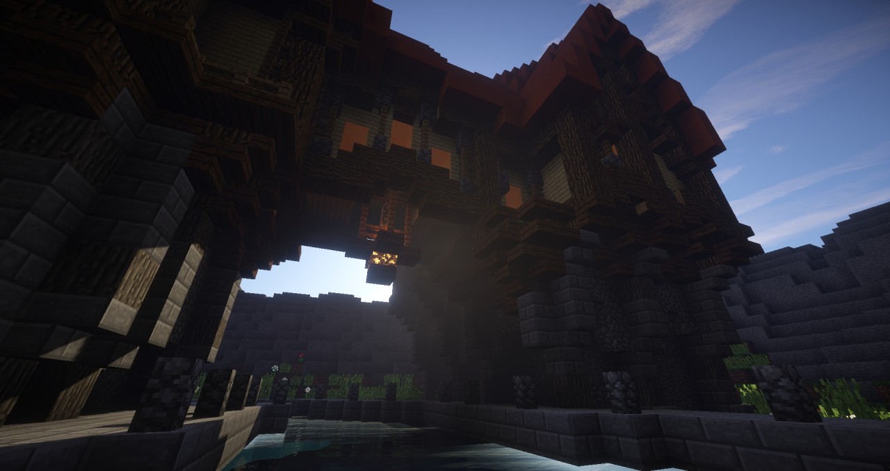 Houses Connected over bridge Minecraft Map