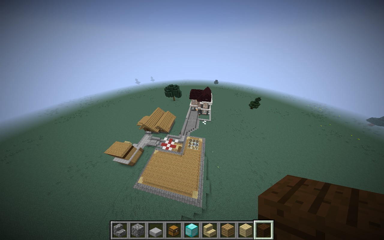 Medium Size Wooden House And A Town! Minecraft Map