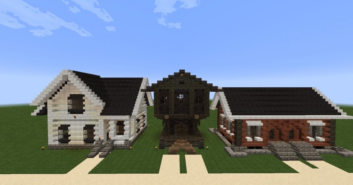 3 Cozy Cabins | Norwegian farmhouses Minecraft Map