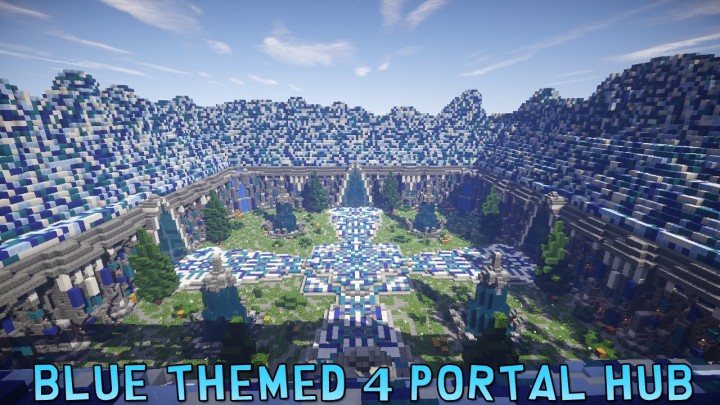 Blue Themed 4 Portal Hub Spawn Minecraft Project