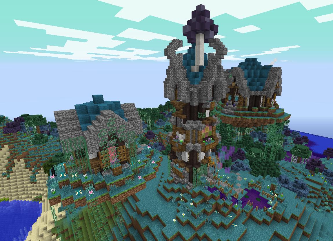 Wizard tower and floating islands Minecraft Map