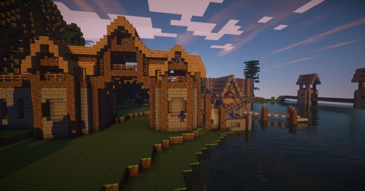 Medieval Guild hall and gates Minecraft Map