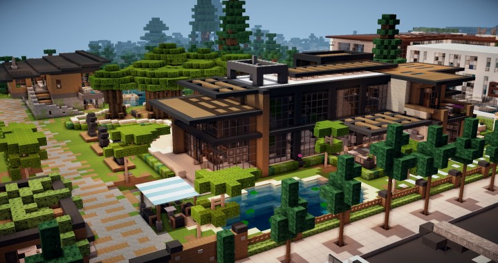 Luxury Modern House & Guest House Minecraft Map