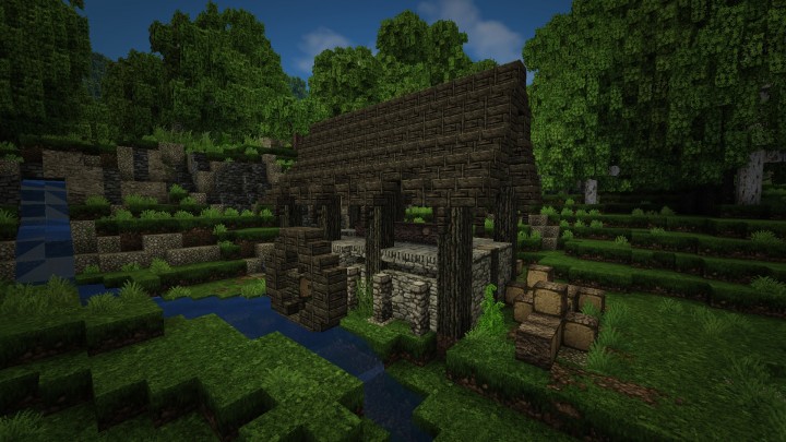 Medieval Sawmill with water wheel [schematic] Minecraft Map