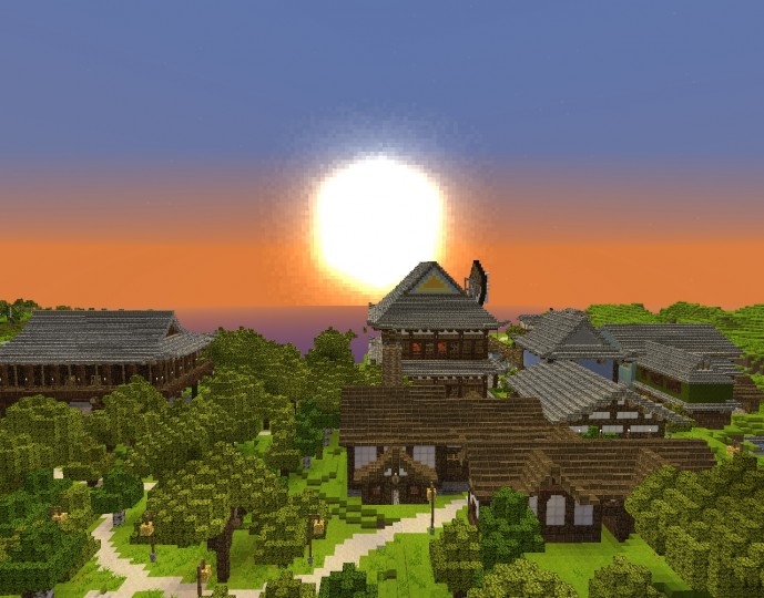 Japanese City of Haru Iwa 春の岩村 (Edo Period) Minecraft Map