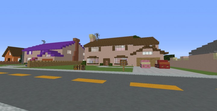 The Simpsons in Minecraft Springfield map Minecraft Project