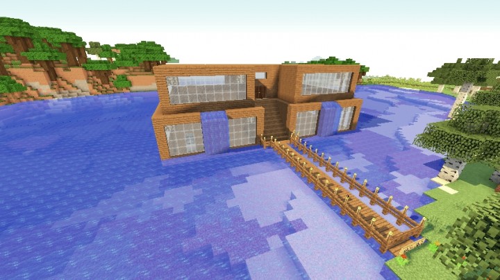 Modern Waterfall House Minecraft Map