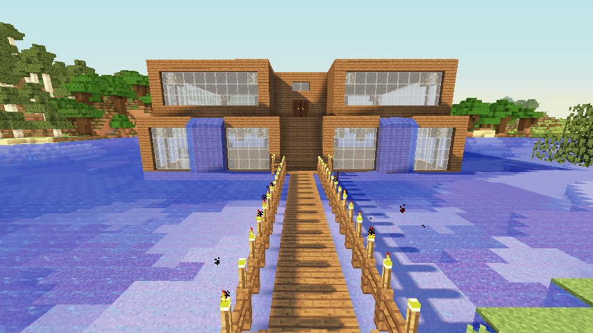 Modern Waterfall House Minecraft Map
