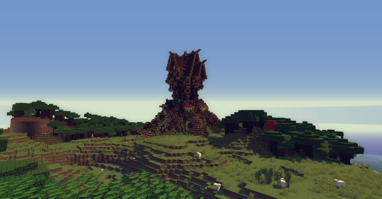 fantasy medieval house on an old trunk Minecraft Map