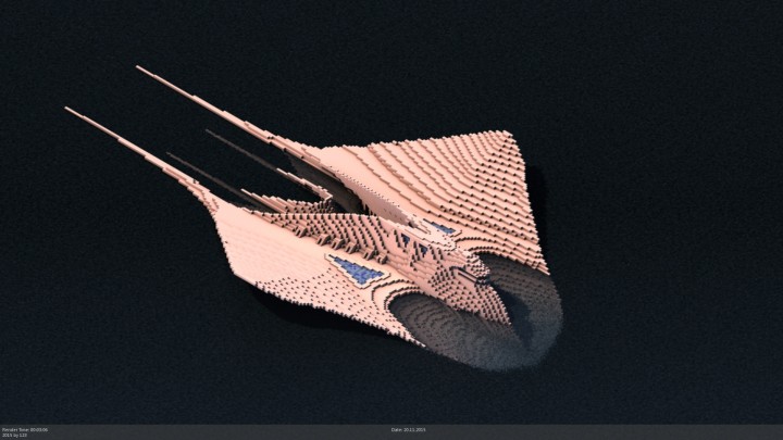 City of Meriens. Manta ray organic ship. Minecraft Map