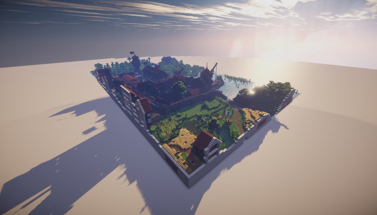 Download the medieval harbor/port on the river (Showcase) Minecraft Map