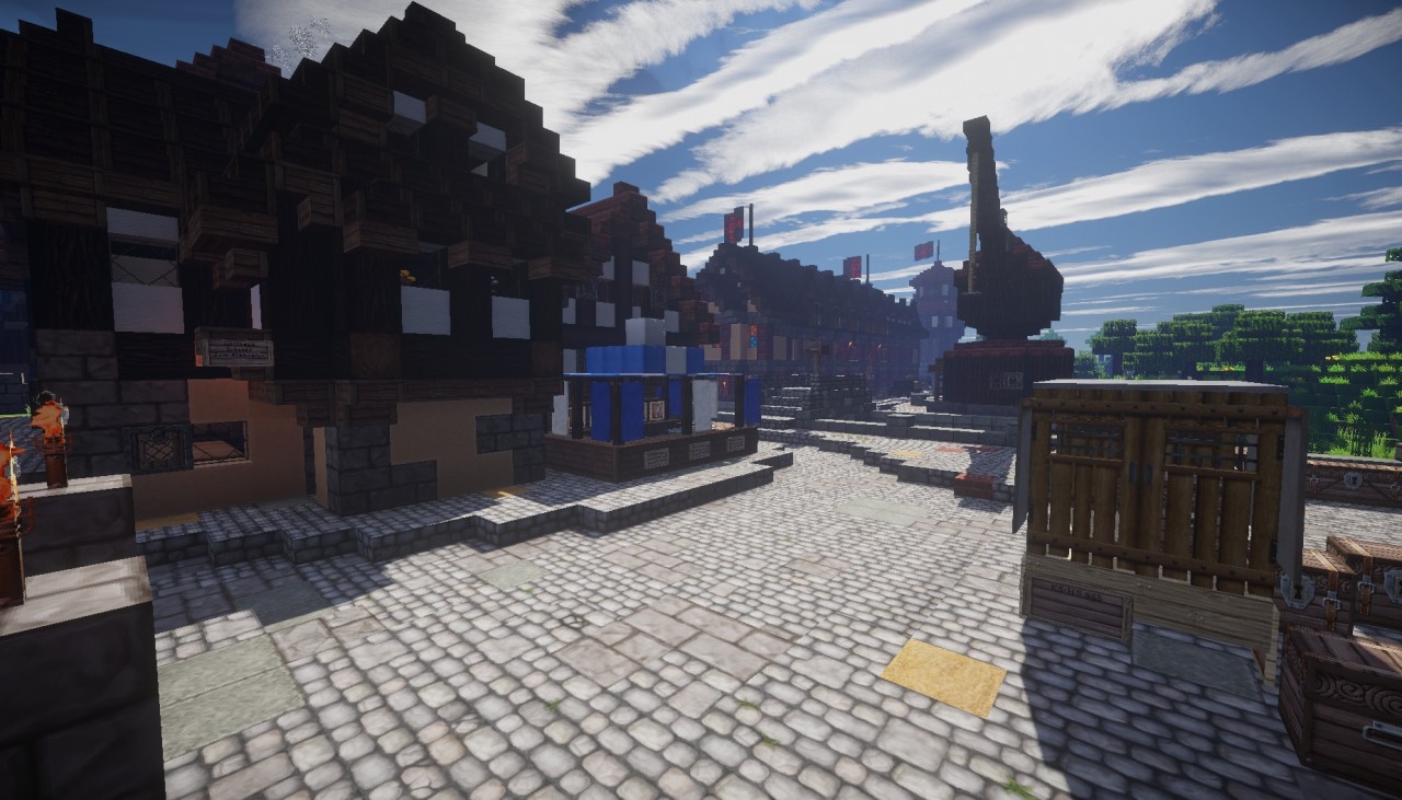 Download the medieval harbor/port on the river (Showcase) Minecraft Map