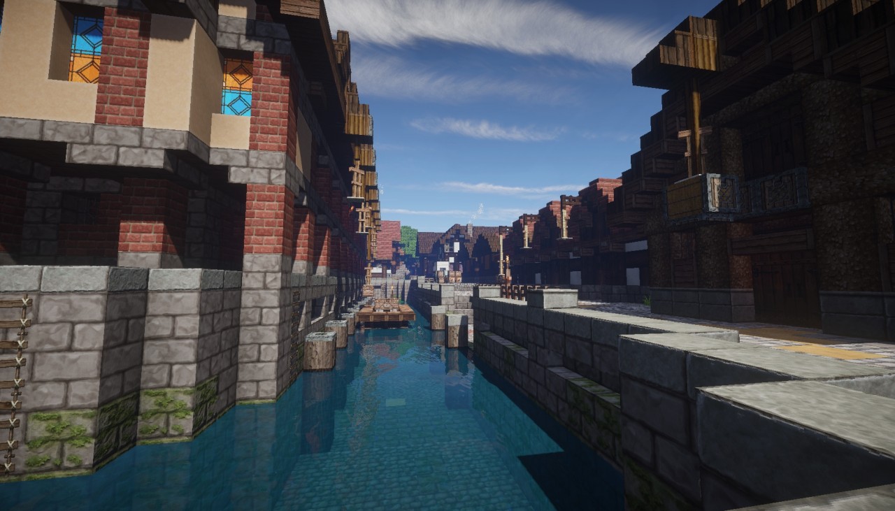 Download the medieval harbor/port on the river (Showcase) Minecraft Map