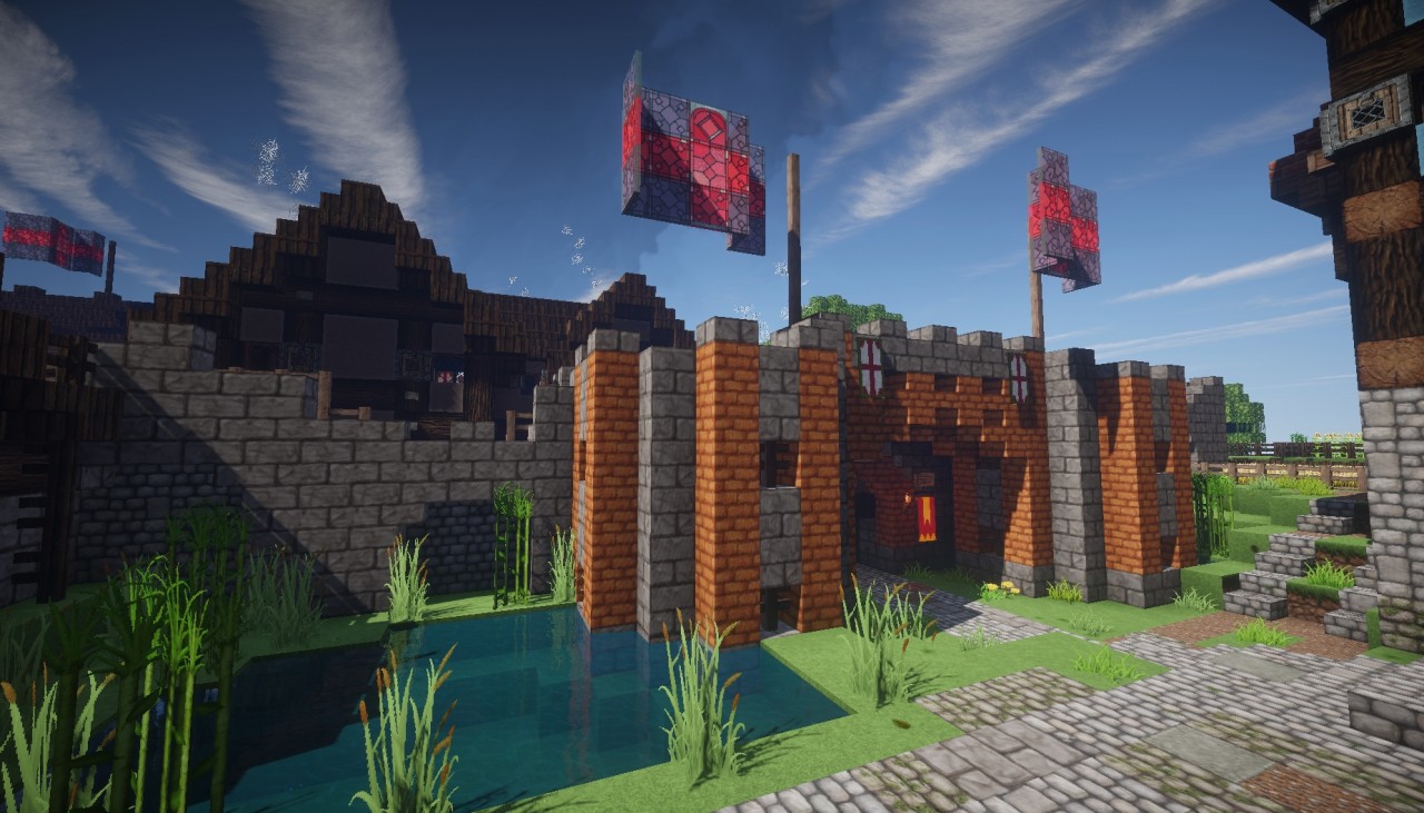 Download the medieval harbor/port on the river (Showcase) Minecraft Map