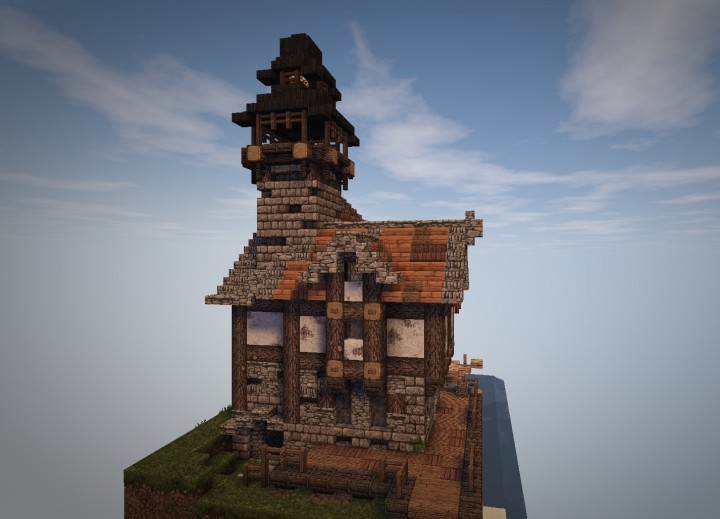 Medieval house with pier Minecraft Project