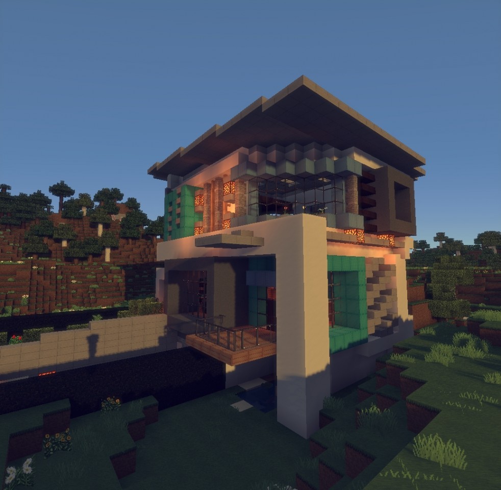 Modern house on hillside Minecraft Map