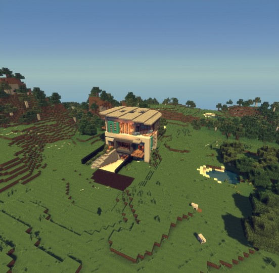 Modern house on hillside Minecraft Map