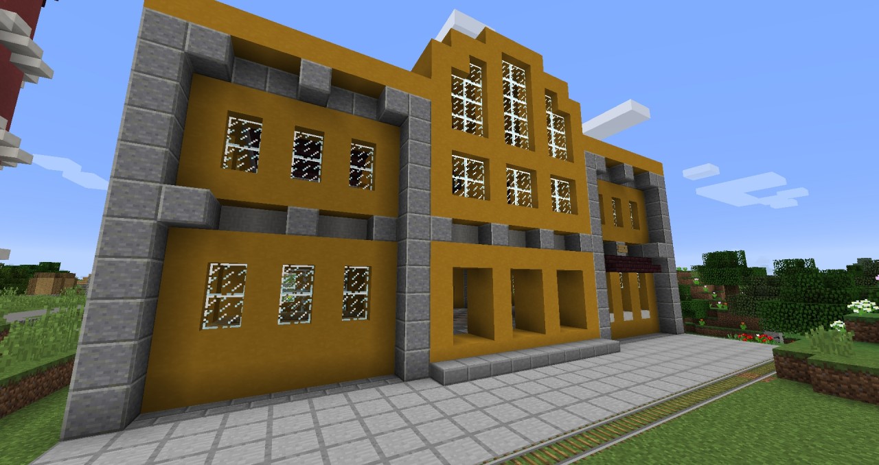 Yellow train station inspired by 4554 Lego train station set Minecraft Map