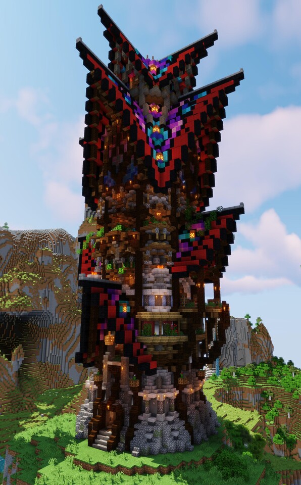 Deep Spring Houses, Tower, Ancient Tree + Timelapse Minecraft Map