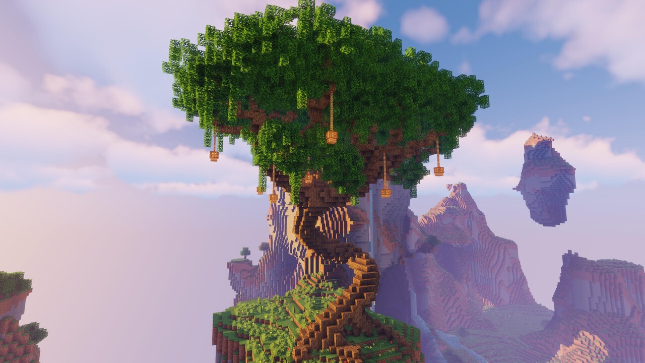 Deep Spring Houses, Tower, Ancient Tree + Timelapse Minecraft Map