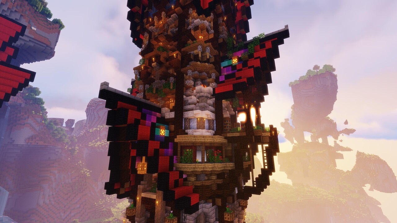 Deep Spring Houses, Tower, Ancient Tree + Timelapse Minecraft Map