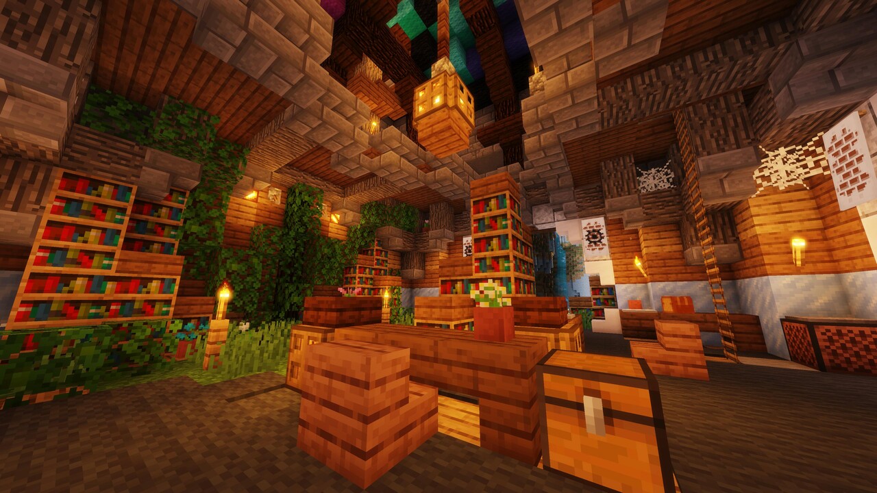 Deep Spring Houses, Tower, Ancient Tree + Timelapse Minecraft Map