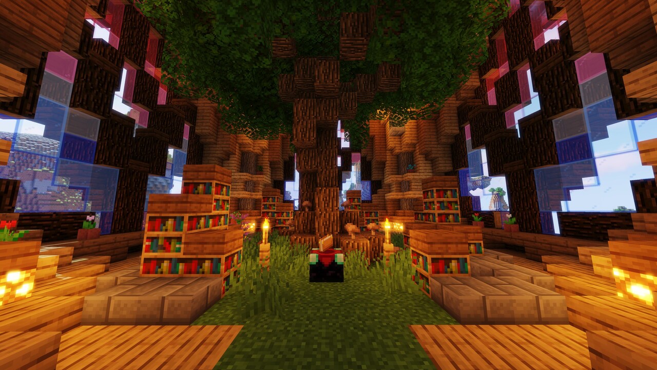 Deep Spring Houses, Tower, Ancient Tree + Timelapse Minecraft Map