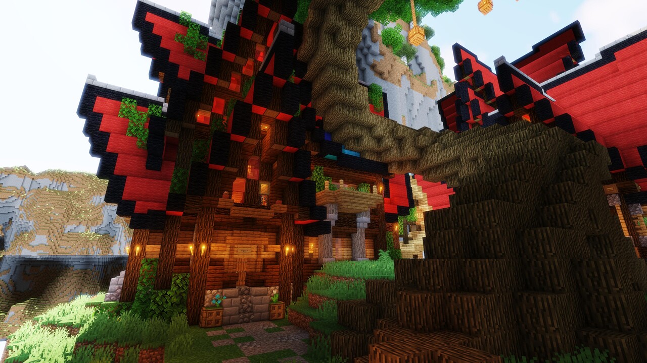 Deep Spring Houses, Tower, Ancient Tree + Timelapse Minecraft Map